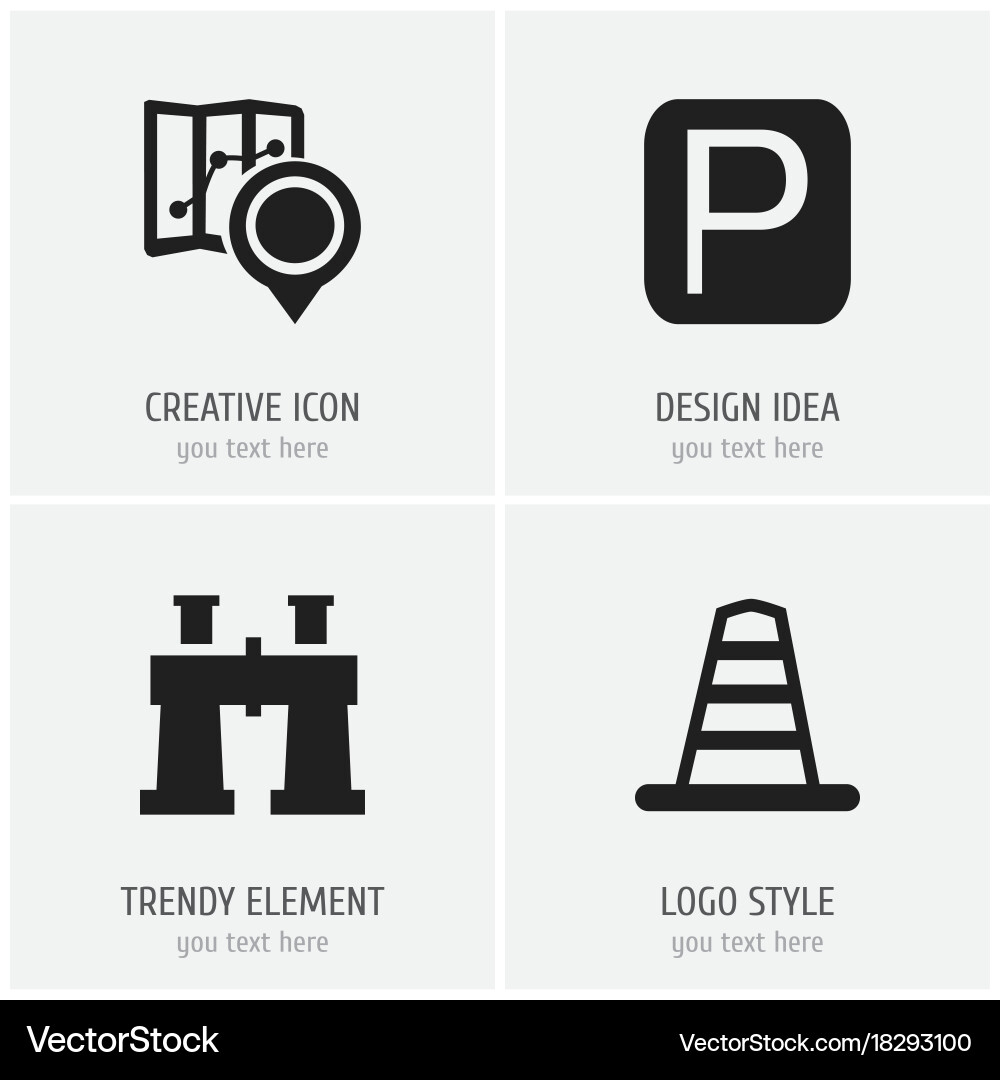 Set of 4 editable map icons includes symbols Vector Image