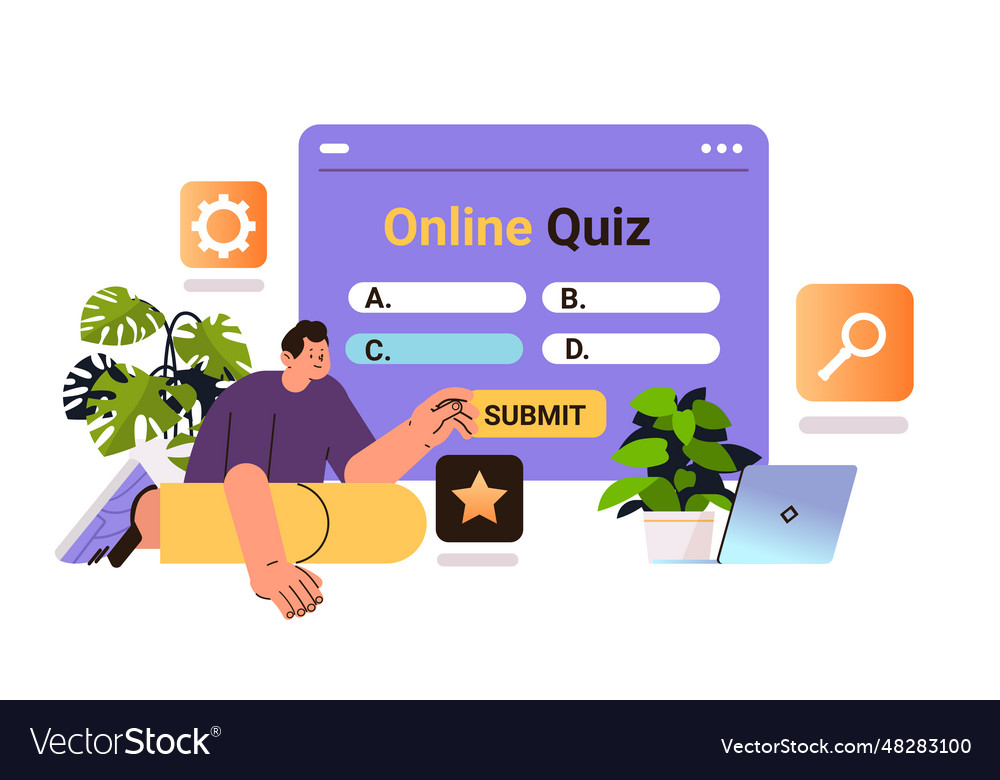 Student chooses correct answer in test online quiz