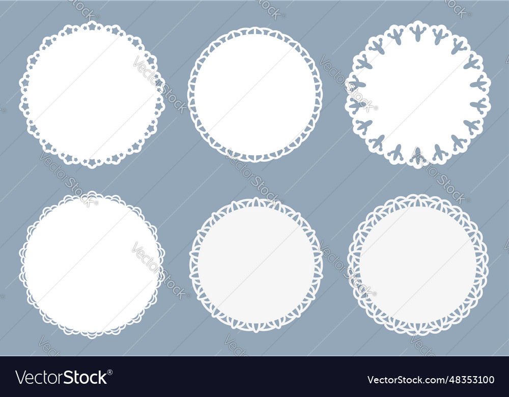 White doily lace round frames Royalty Free Vector Image