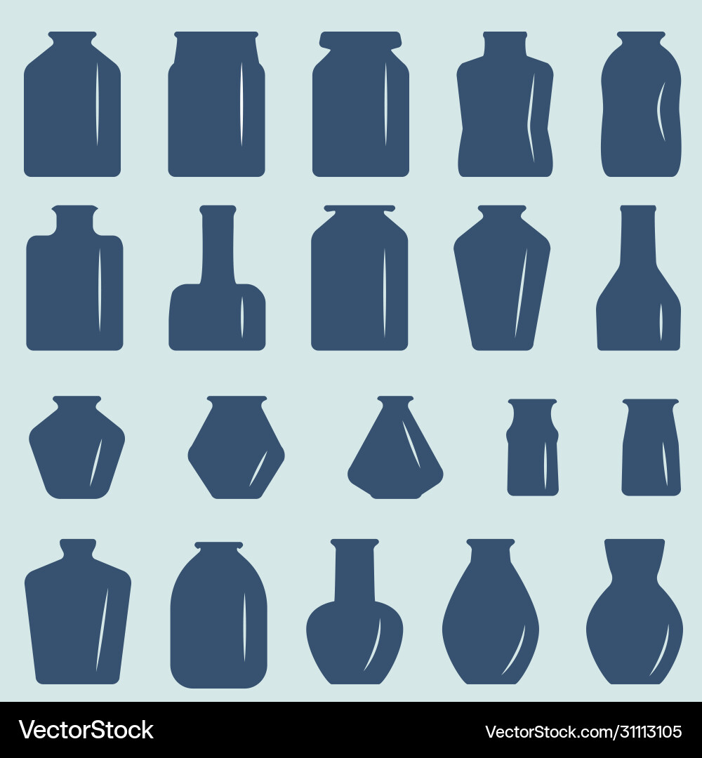 A set glass jars different in shape and size Vector Image