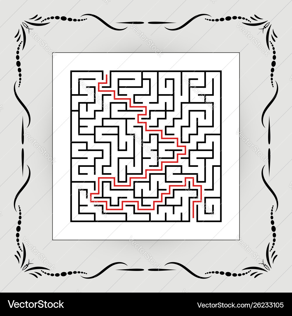 Abstract square maze in vintage frame game Vector Image