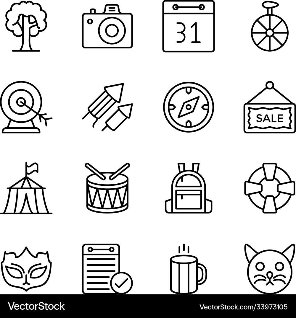 Amusement activities line icons Royalty Free Vector Image