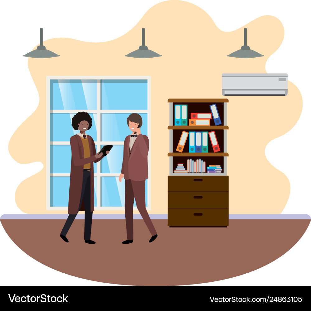 Businessmen in work office avatar character Vector Image