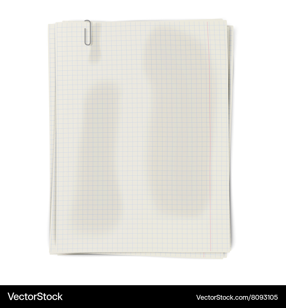 Clipped pile of squared sheets paper isolated Vector Image
