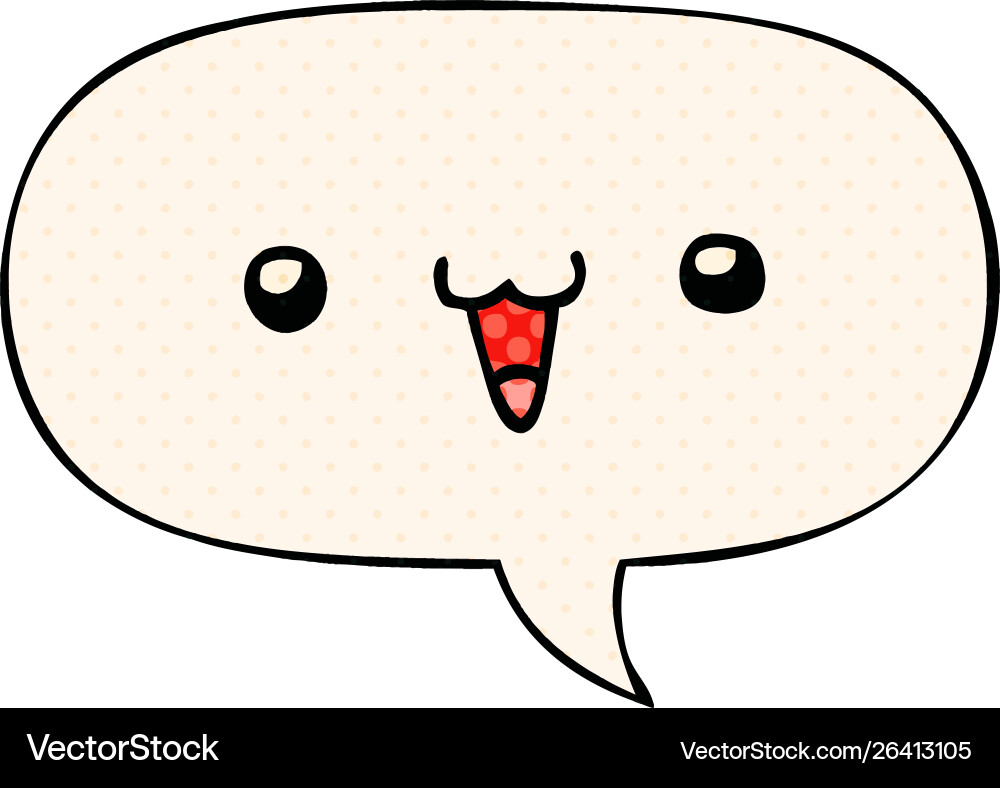 Cute happy face cartoon and speech bubble Vector Image