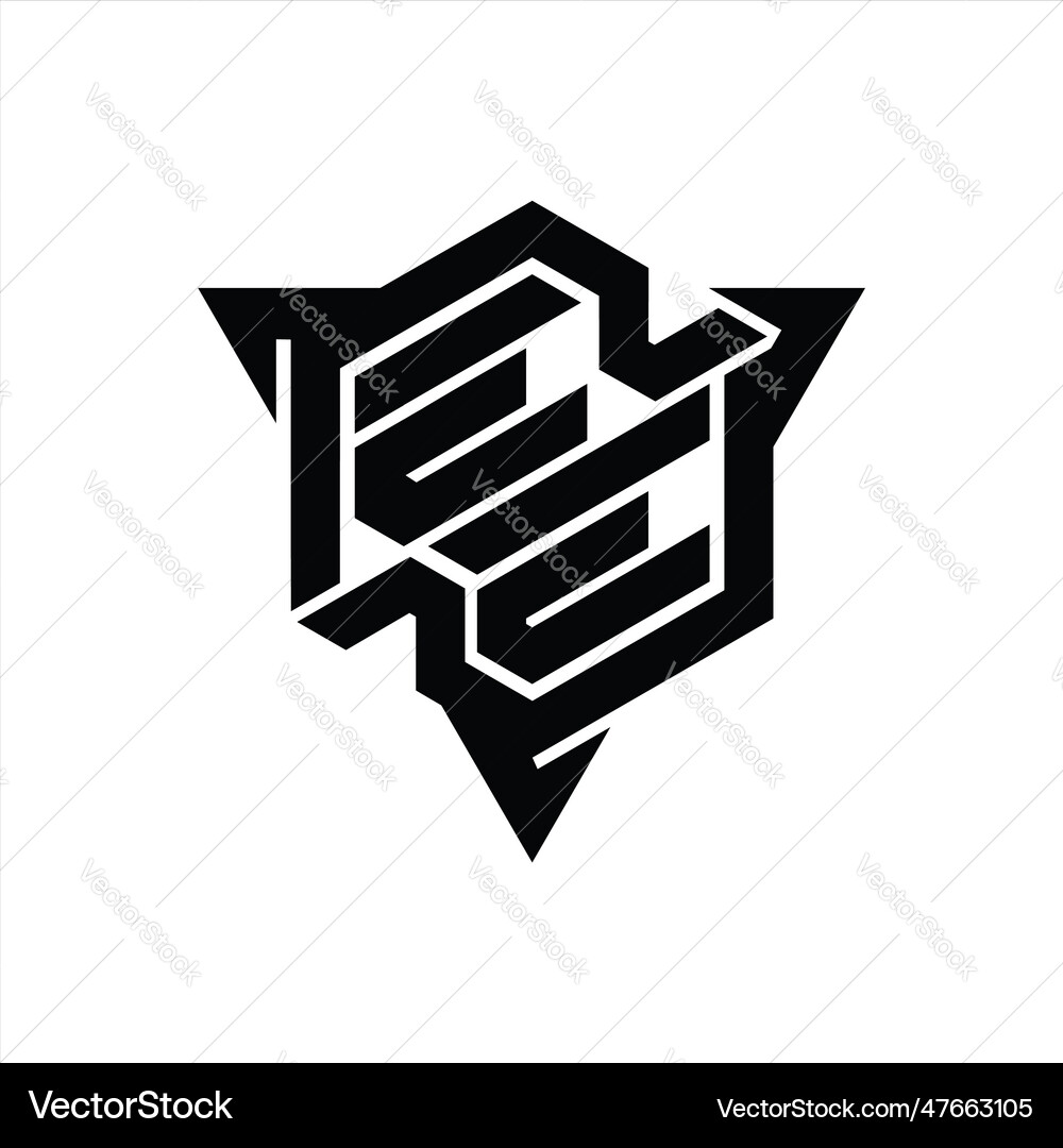 Ee logo monogram hexagon shape with triangle Vector Image