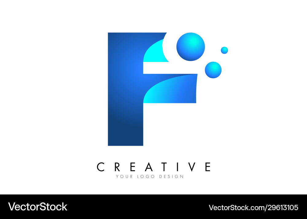 F letter logo design with 3d and ribbon effect Vector Image