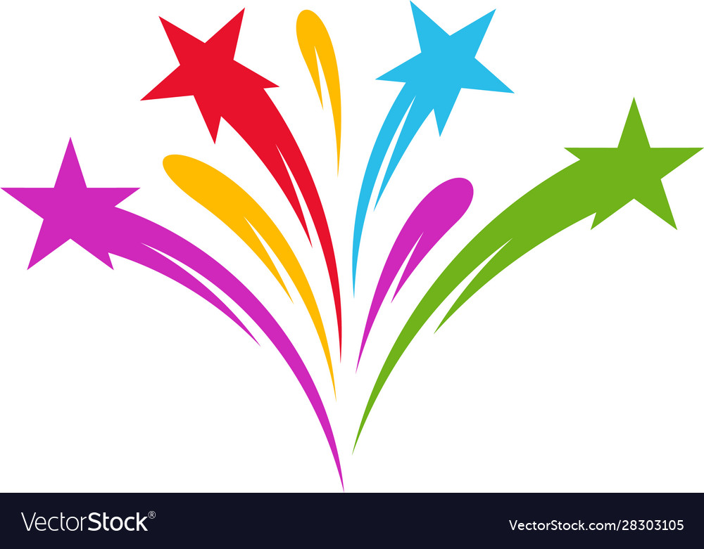 Firework line icon and happy new year Royalty Free Vector
