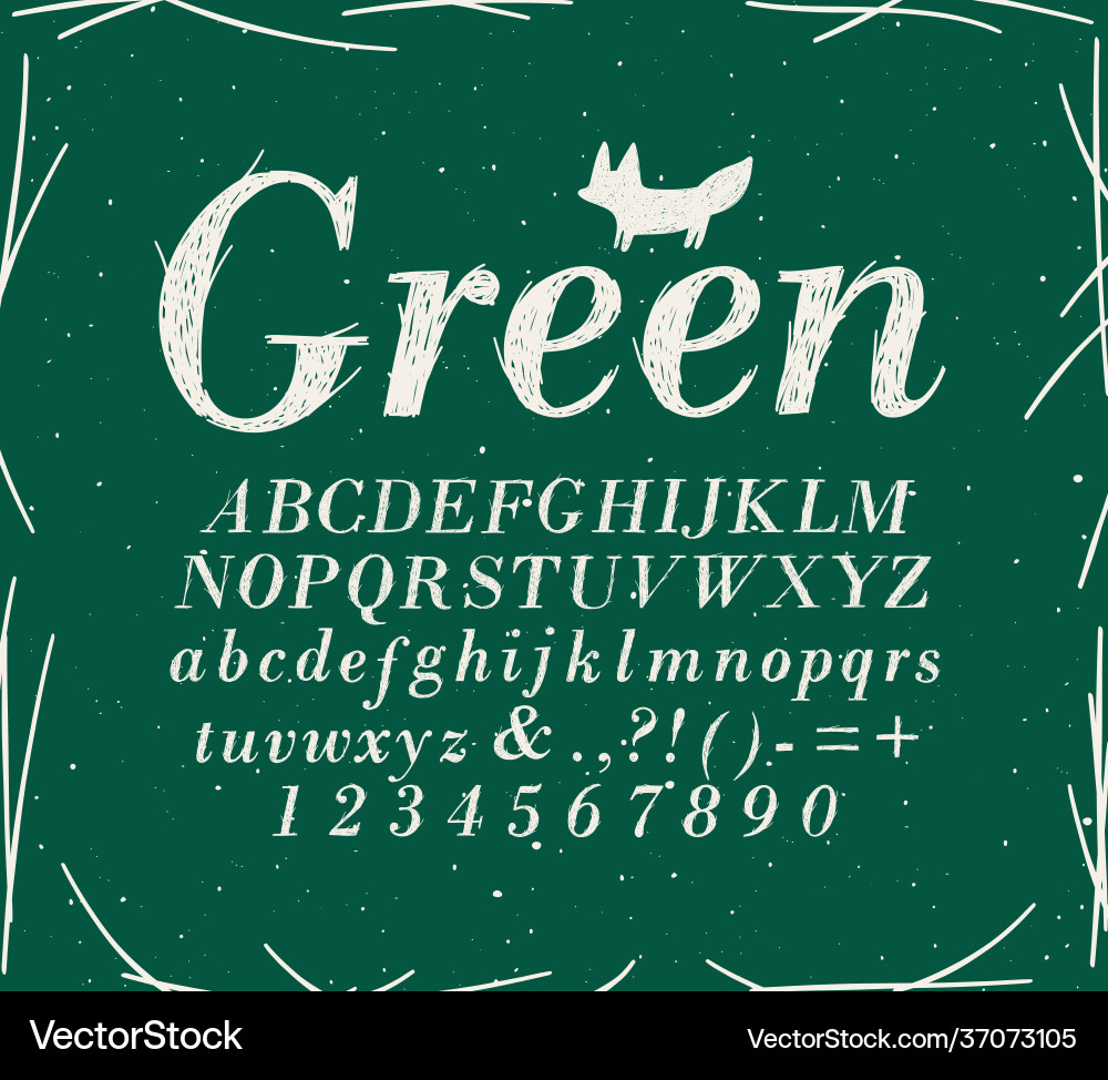 Font crosshatch pen line green Royalty Free Vector Image