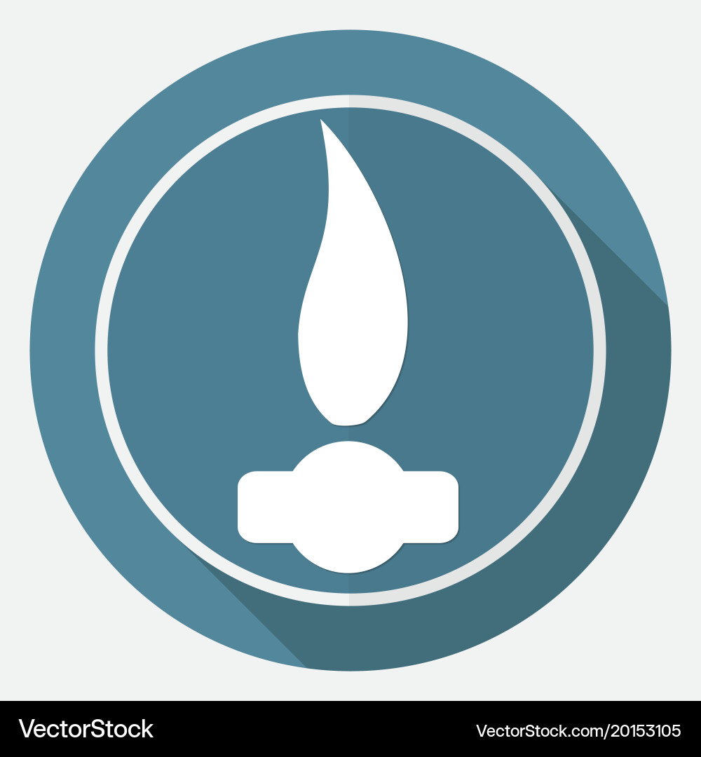 Gas flame icon on white circle with a long shadow Vector Image