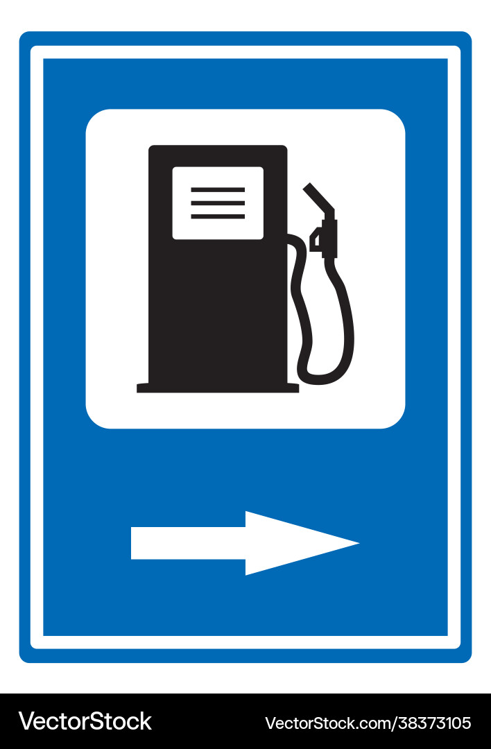 Gas station blue frame road sign Royalty Free Vector Image