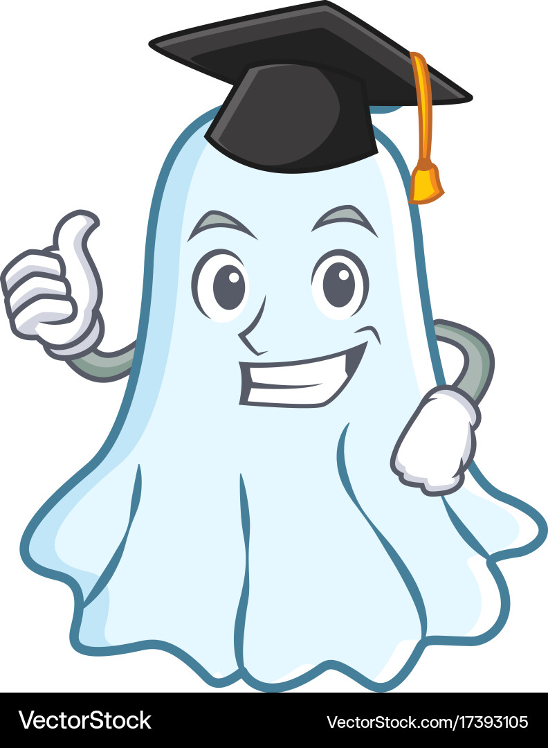 Graduation cute ghost character cartoon Royalty Free Vector