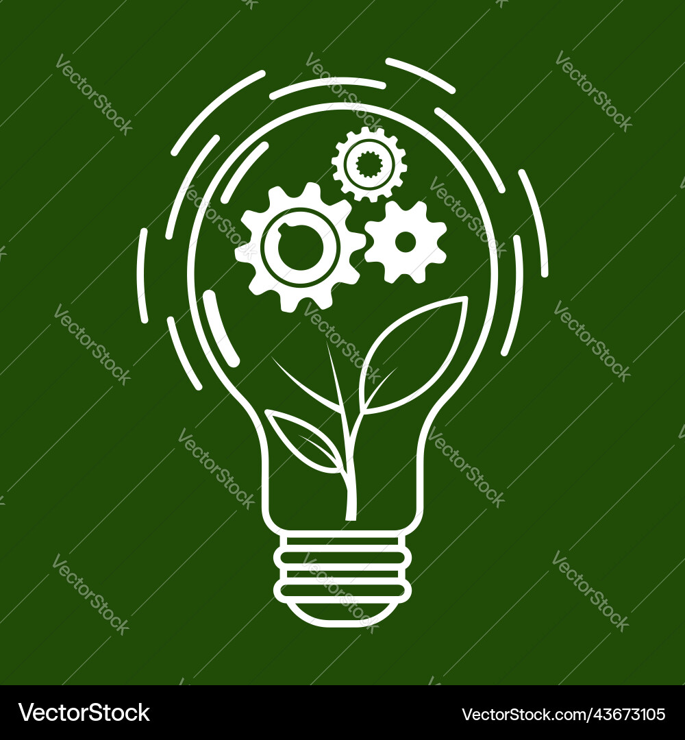 Green light bulb icon with leaf sprout symbol Vector Image