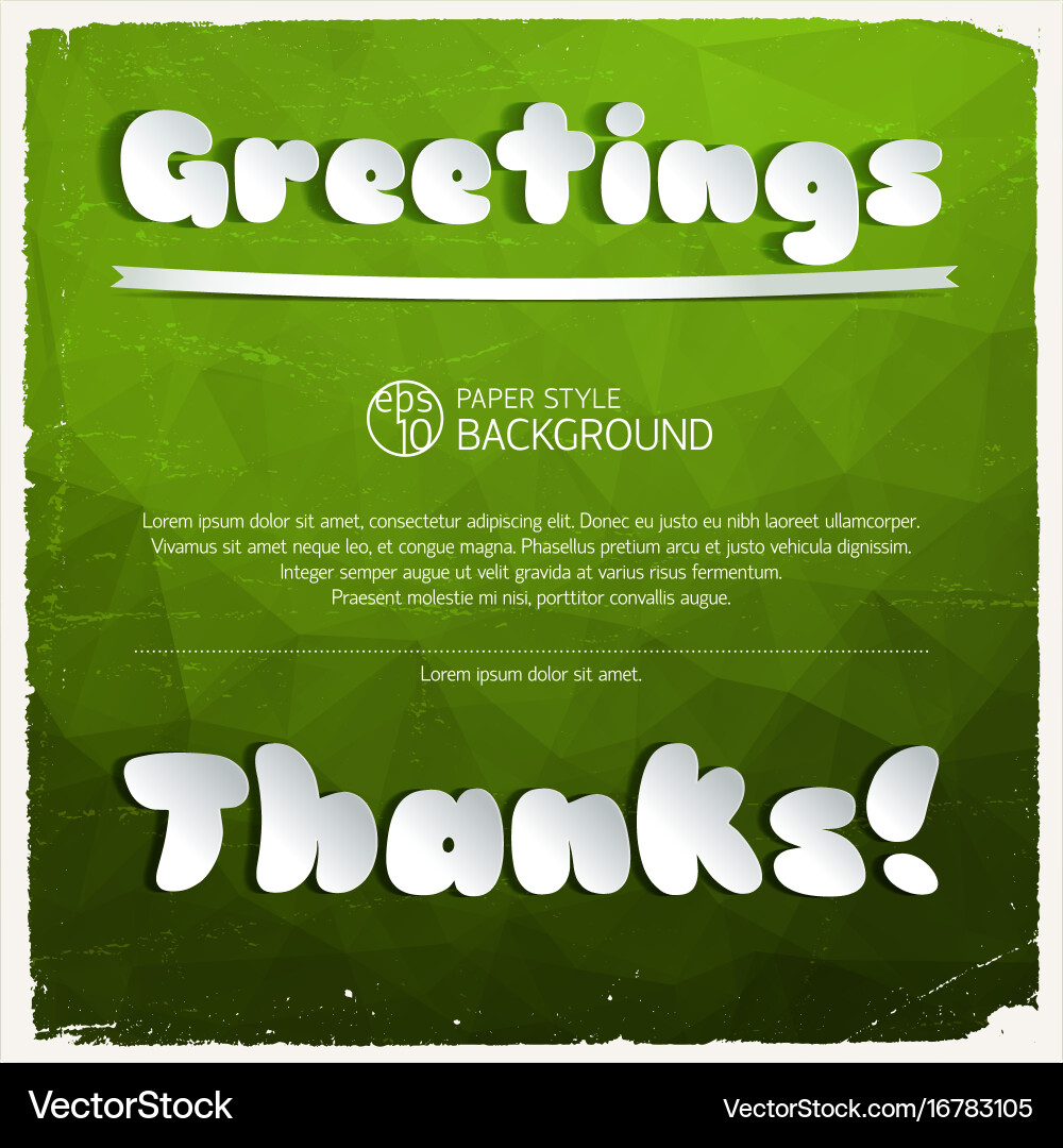 Greeting and thanks signature Royalty Free Vector Image