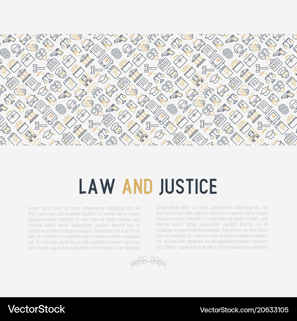 Law and justice concept with thin line icons Vector Image