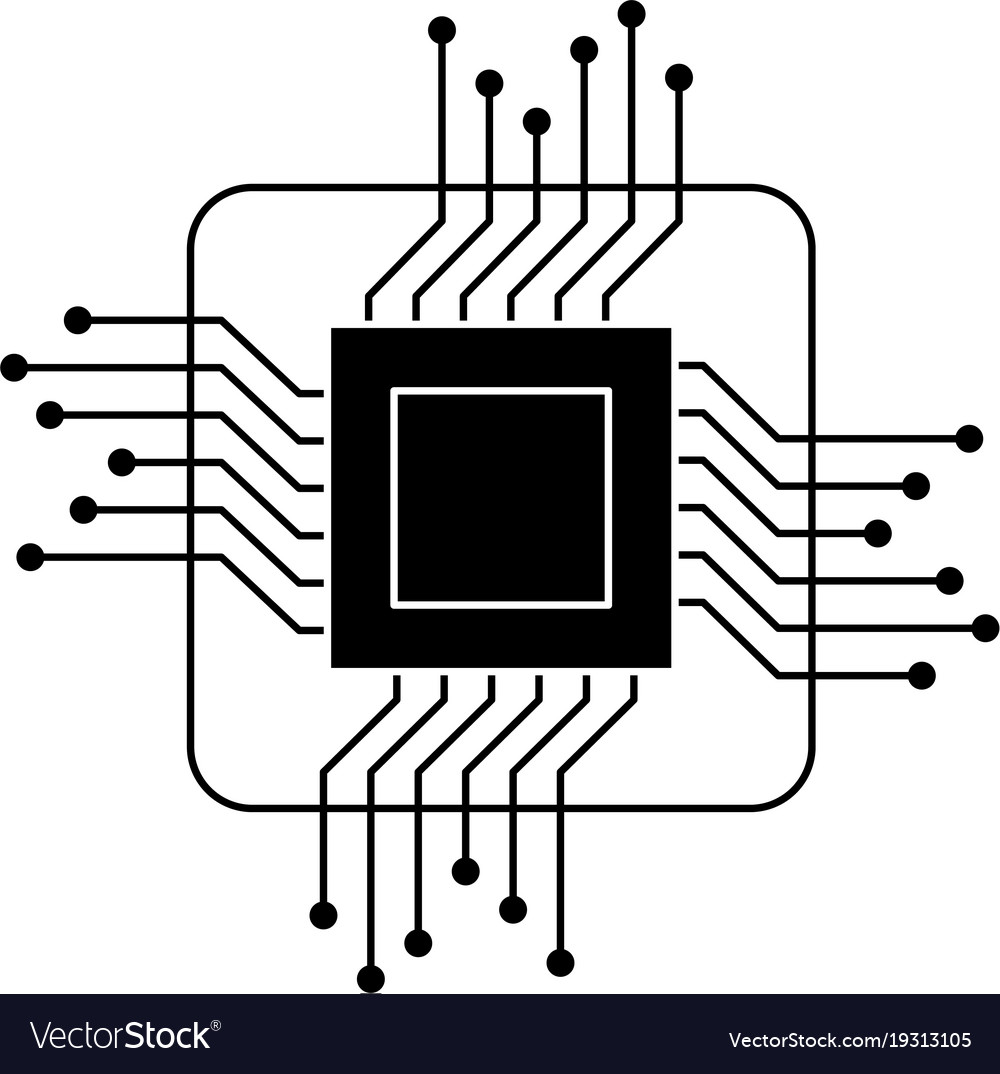 Processor circuit isolated icon Royalty Free Vector Image