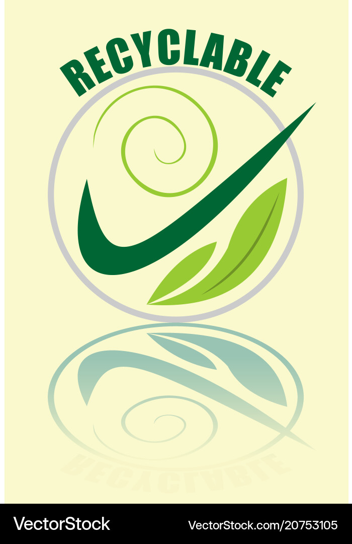Recyclable label in green composed in circle Vector Image