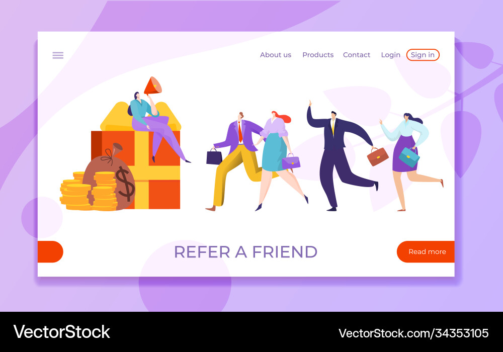 Referral marketing refer friend program Royalty Free Vector