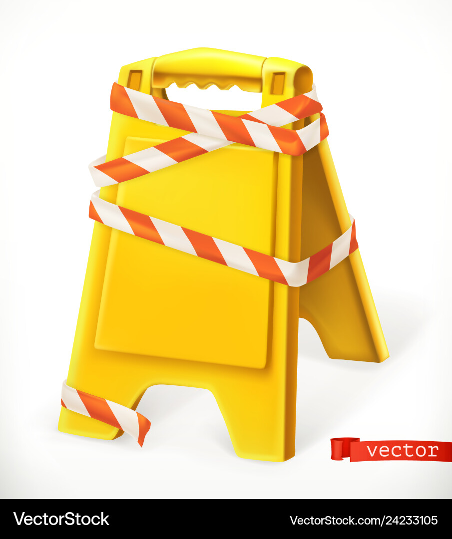 Safety sign caution wet floor 3d icon Royalty Free Vector