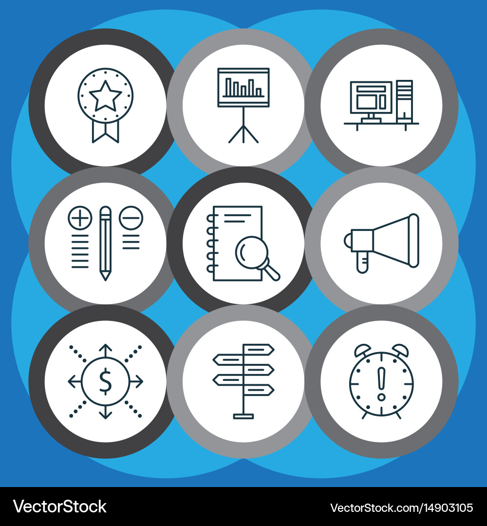 Set of 9 project management icons includes Vector Image