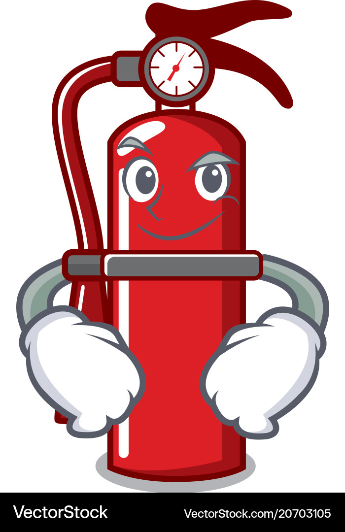 Smirking fire extinguisher character cartoon Vector Image