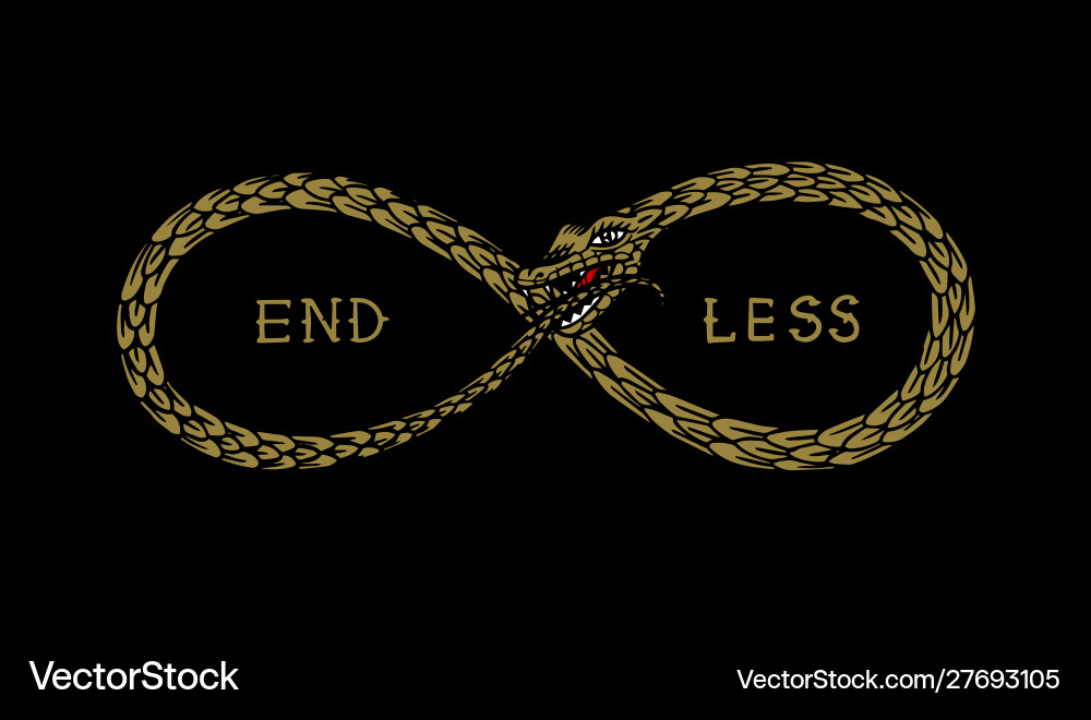Snake in shape infinity in vintage style Vector Image