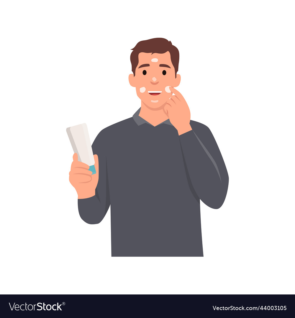 Young Man Skincare Routine Concept Royalty Free Vector Image