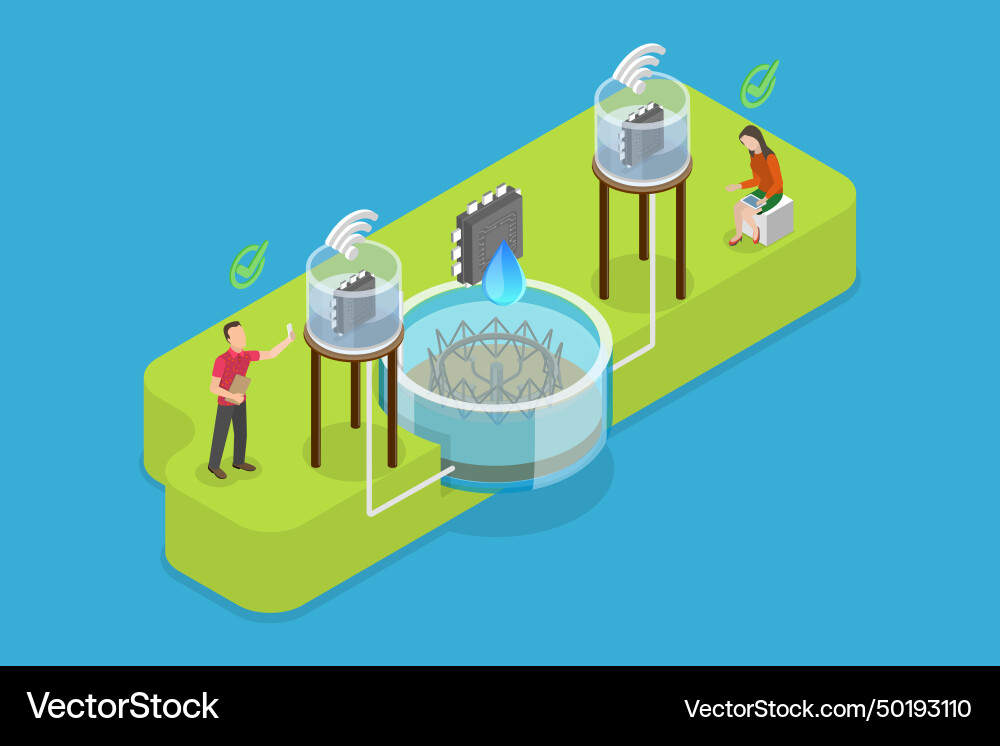 3d isometric flat of water Royalty Free Vector Image