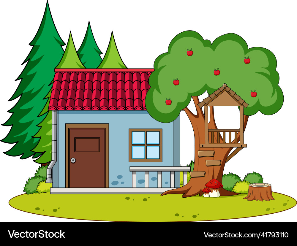 A simple house in nature background Royalty Free Vector