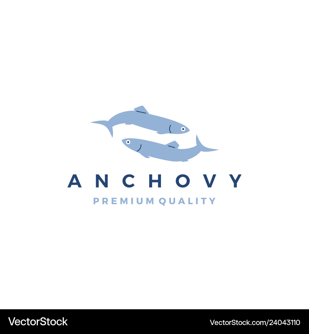 Anchovy fish logo icon seafood Royalty Free Vector Image