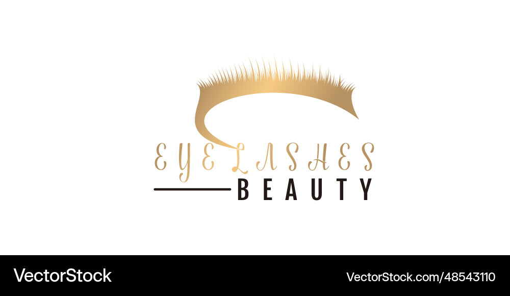 Beauty lashes logo with gold gradient Royalty Free Vector