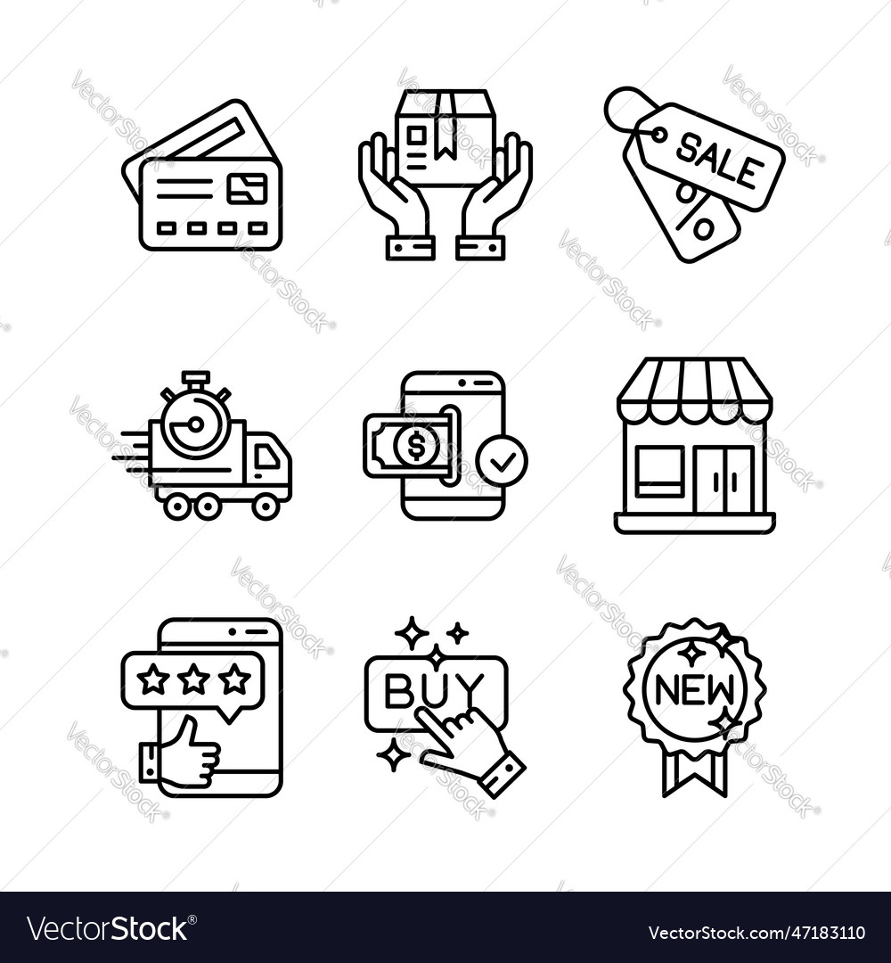 Ecommerce and shopping icons set in line style Vector Image
