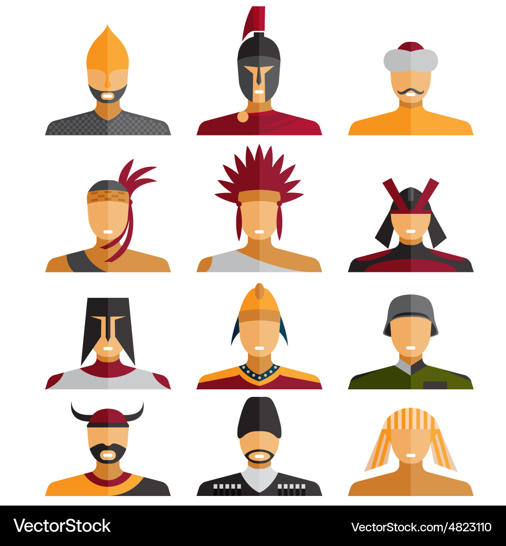 Flat design warriors of different epochs Vector Image
