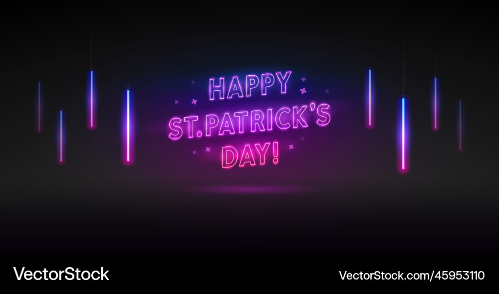 Happy st patricks day neon sign Royalty Free Vector Image