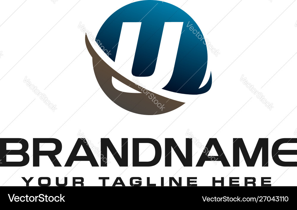 Initial u technology swoosh company letter logo Vector Image