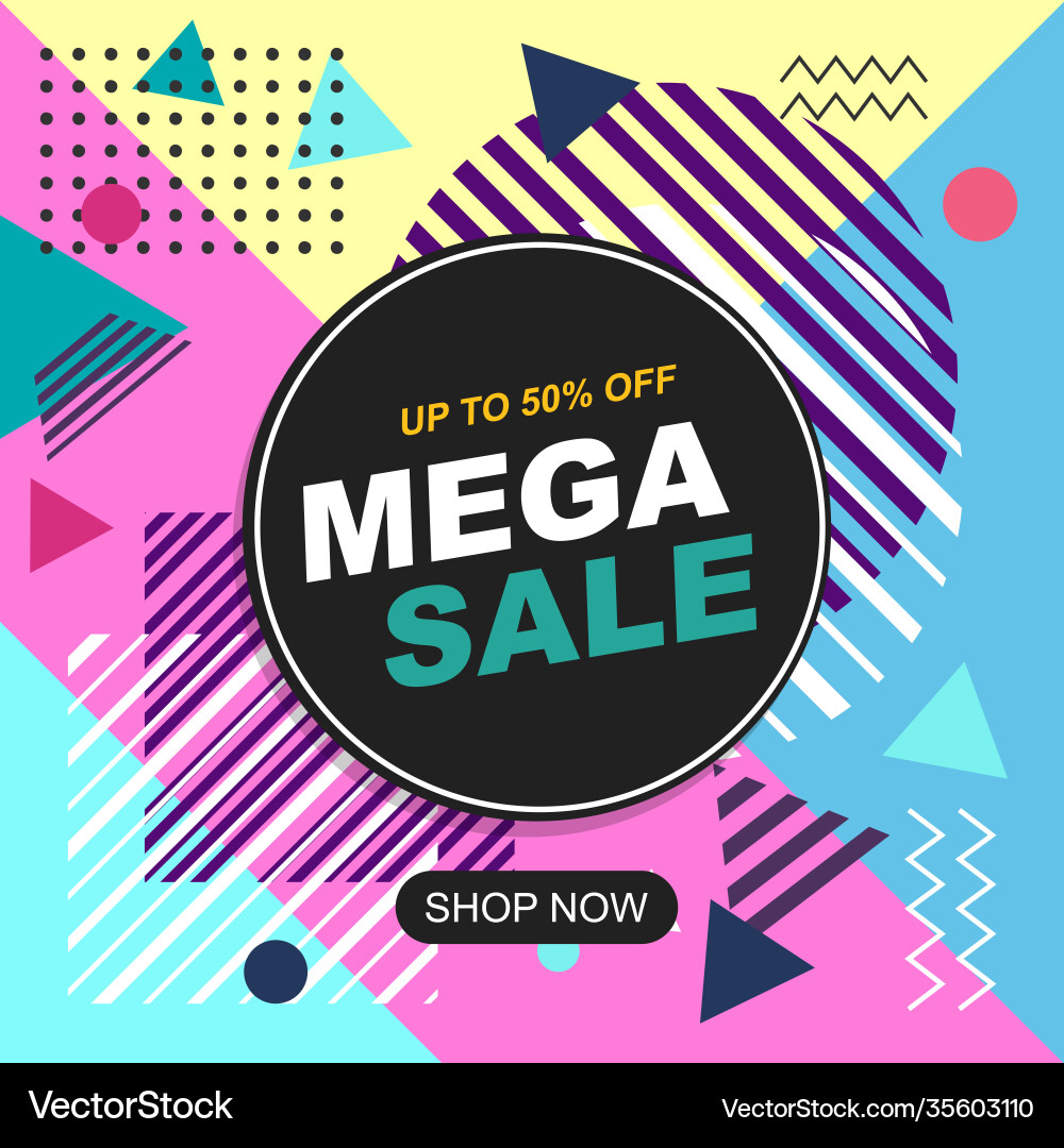 Mega sale modern banner template design Royalty Free Vector