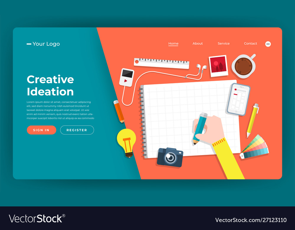 Mock-up design website flat design concept Vector Image