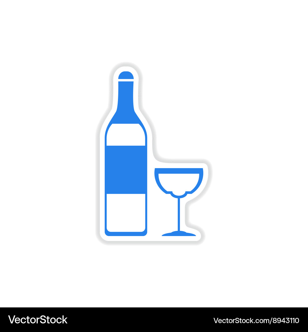 Paper sticker on white background wine bottle Vector Image