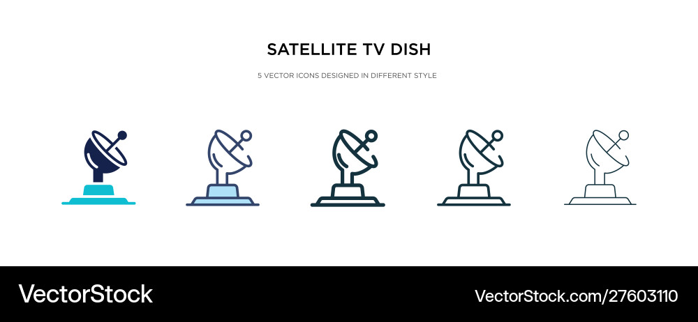 Satellite tv dish icon in different style two Vector Image
