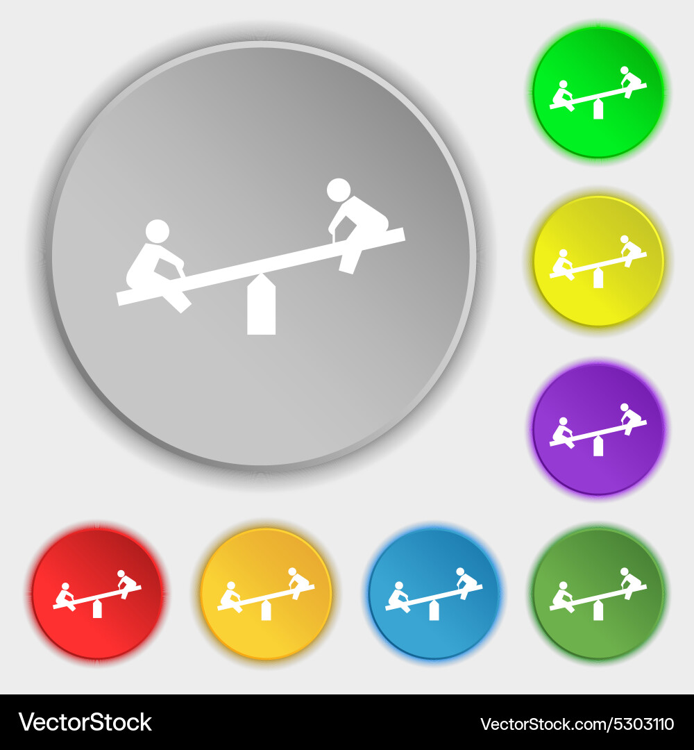 Swing icon sign symbol on five flat buttons Vector Image