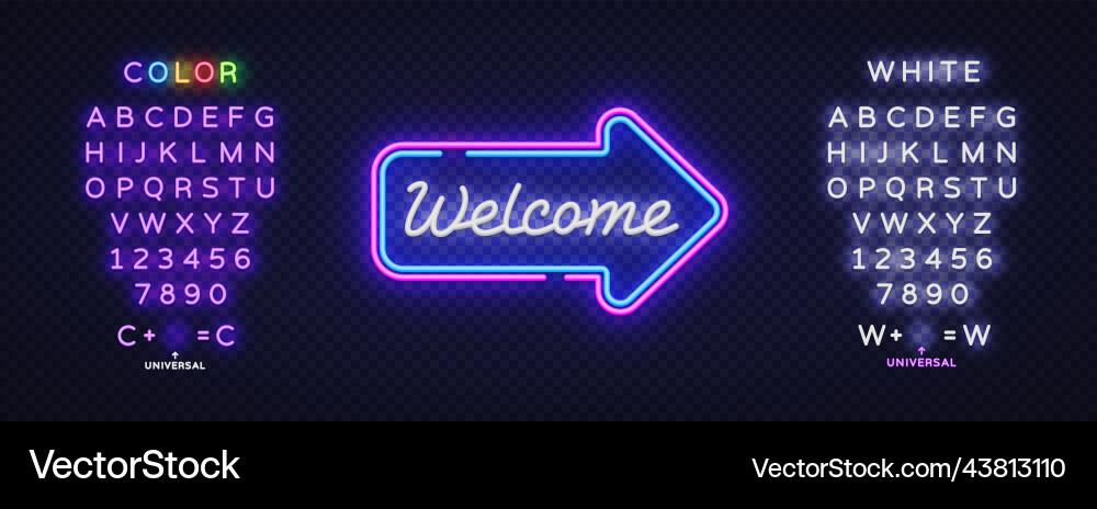 Welcome neon great design for any purposes Vector Image