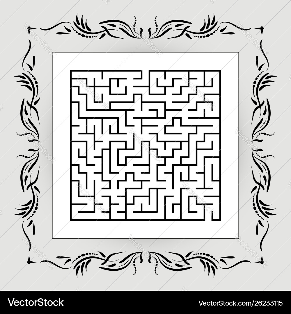 Abstract square maze in vintage frame game Vector Image