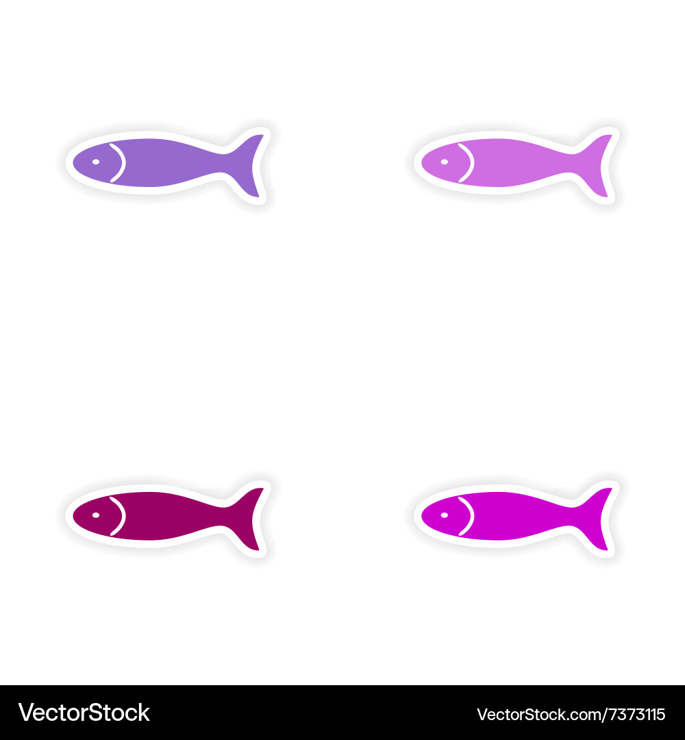 Assembly realistic sticker design on paper fish Vector Image