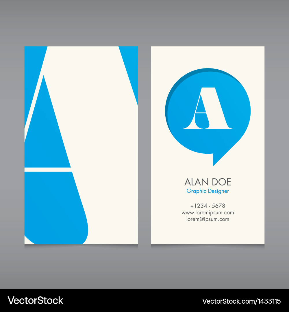 Business card template letter Royalty Free Vector Image