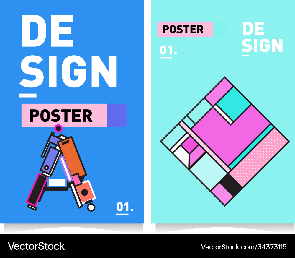Covers design set with retro style cool geometric Vector Image