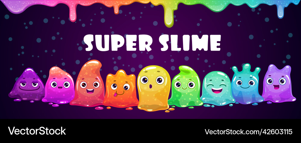 Cute childish banner with tiny slime monsters Vector Image