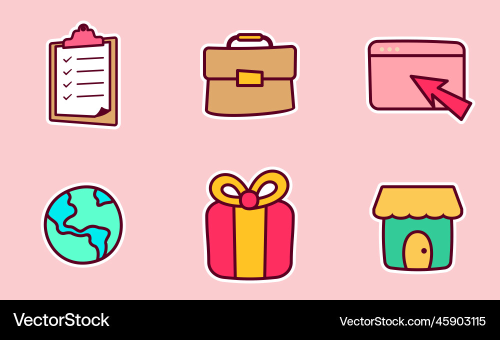 E-commerce sticker icons doodle coloring Vector Image