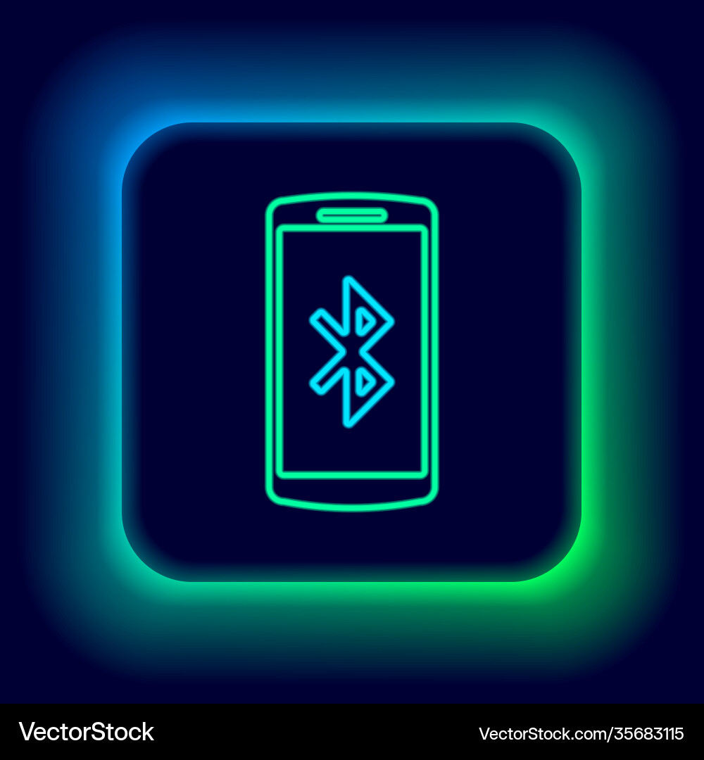 Glowing neon line bluetooth speakers icon isolated