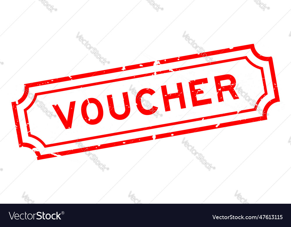 Grunge red voucher word rubber seal stamp Vector Image