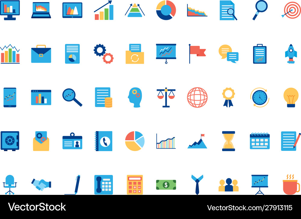 Isolated business icon set flat design Royalty Free Vector